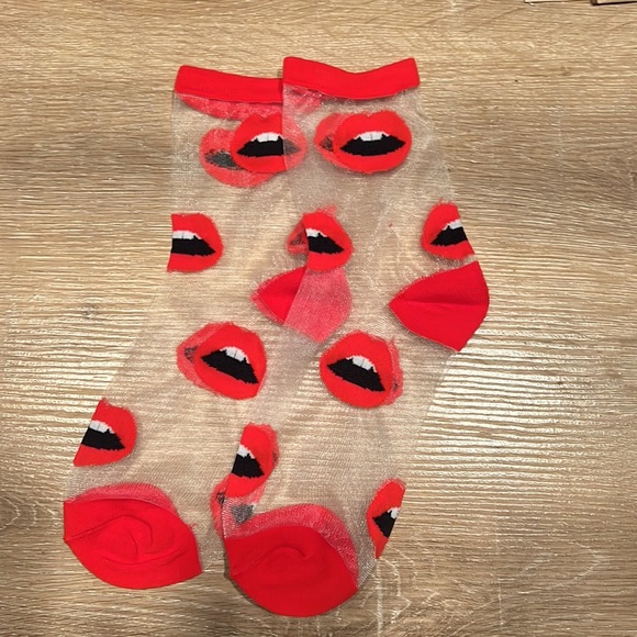 American Apparel | Accessories | Red Lip Socks See Through | Poshmark